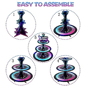 Vonwitun Cupcake Stand Party Supplies 3 Tiers Large Space Trending Party Decoration Cupcake Tower Dessert Serving Tower for Birthday, Party, Music Festival, Wedding