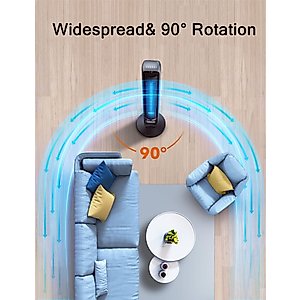 Delvit Tower Fan，90° Oscillating Fan with 12 Speeds, 4 Modes, Night Light, 12H Timer, LED Display，28db Quiet Portable Bladeless Fan Remote control for Bedroom, Living Room & Office