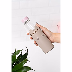 Grupo Erik Pusheen Glass Water Bottle - 500ml / 17oz - Glass Bottle - Hot&Cold Water Bottle - Water Bottle 500ml - Cute Gifts - Cute Water Bottle - Pusheen Gifts