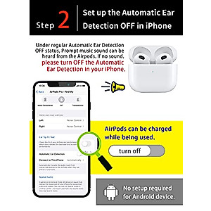 Censi Wearable Power Supply for AirPods, Air Pods with Intelligent Charging, Drop-Proof, Longer Battery Life, and Easier Call answering.AirPods Anti-Lost,,Charge All Versions of White (HI16-A)