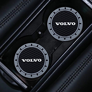 2 Pcs Silicone Non-Slip Car Cup Holder Coasters for Volvo XC60, XC90, S90, V90 2019-2022 with Car Logo Car Cup Holder Car Accessories(3 Inch)