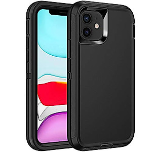Regsun for iPhone 11 Case,Shockproof 3-Layer Full Body Protection [Without Screen Protector] Rugged Heavy Duty High Impact Hard Cover Case for iPhone 11 6.1-inch,Black