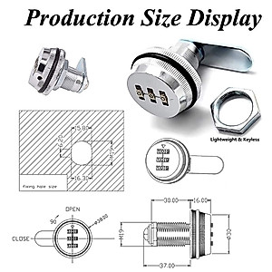 Spotact 3 Pcs Combination Cam Lock Security Locks Bright Chrome Zinc Alloy Password Coded Lock for Box Cabinet (9/8")