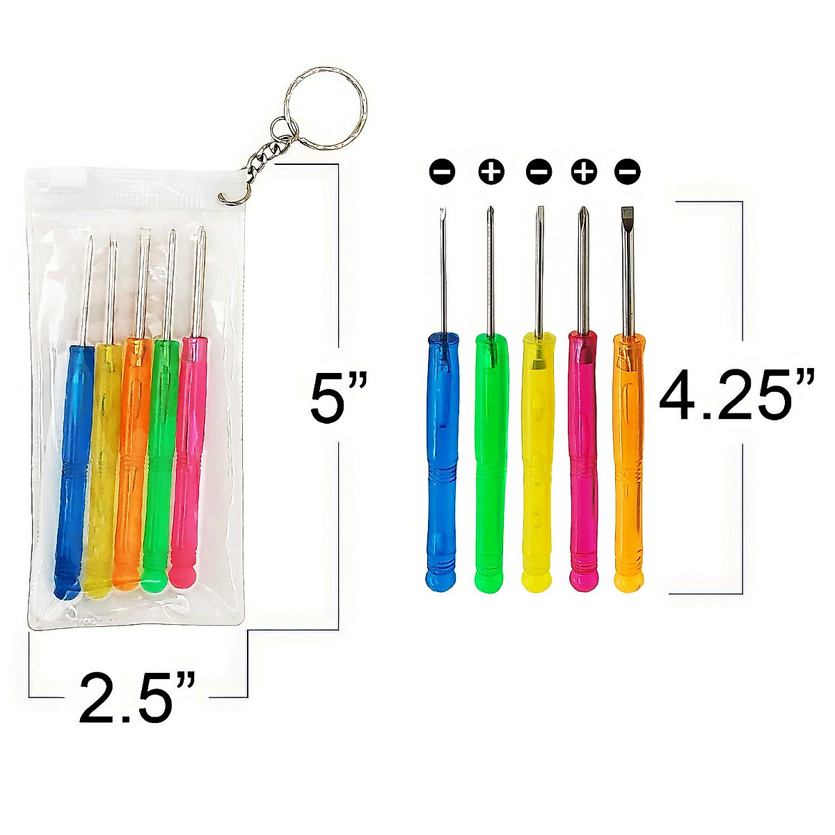 ArtCreativity 5 PC Mini Screwdriver Keychain Set, Pack of 12, Set Includes 5 Screw Drivers and Portable Pouch, Cool Birthday Party Favors for Boys, Girls, Adults, Goodie Bag Filler