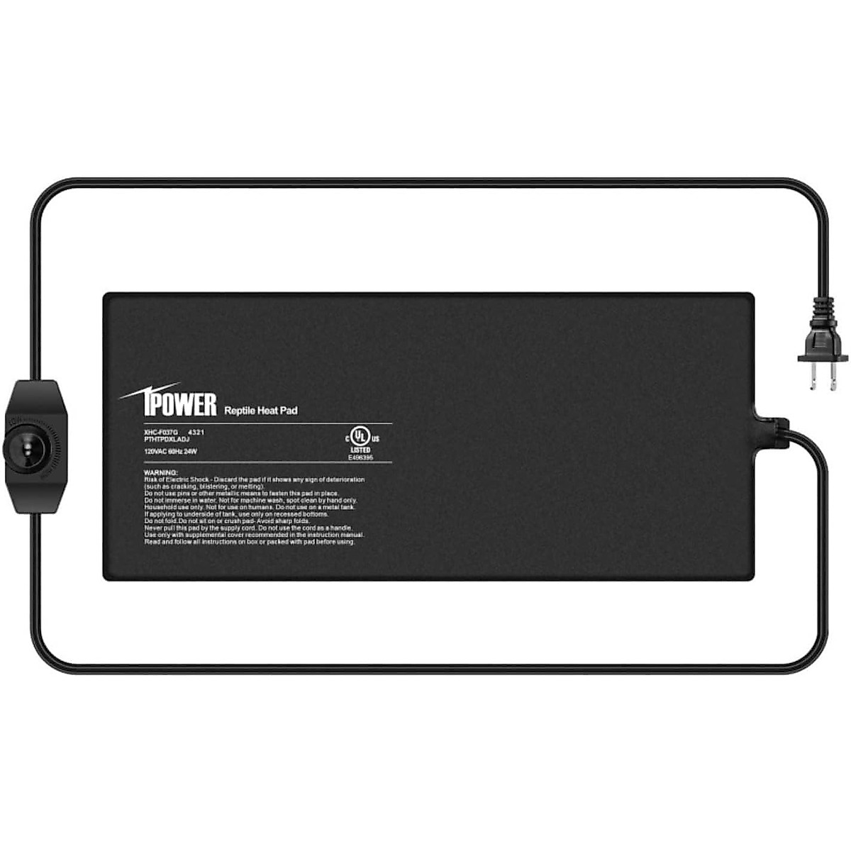 iPower 8 by 18-Inch 24 Watts Reptile Heating Mat with Temperature Controller Under Tank Warmer Terrarium Heat Pad for Reptiles and Amphibians, Black