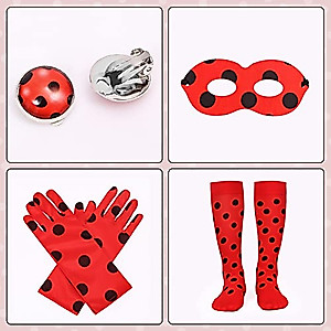 Latocos Ladybug Dress Costume for Girls with Polka Dots Dress Dress Up Pretend Play Birthday Halloween Gifts for Kids 3-10