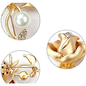 Brooches Brooch Pin Rhinestone Pearl Brooch Floral Diamond Brooch Girl Lady Jewelry Wedding Party Birthday Gift Gold Bow Gold Silver