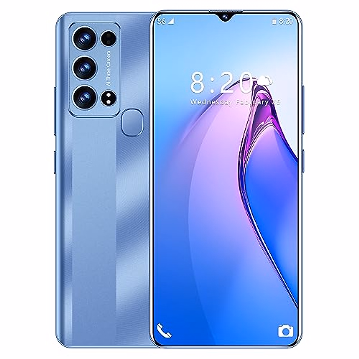 ExAchat Rino9 Pro 5G Unlocked Smartphone,Android 13 Phone 6GB+256GB 6.6" FHD+ Display 90Hz 64MPAI Camera Cell Phones Unlocked 5500mAh Dual SIM/GPS/Fingerprint/Face ID(Blue)