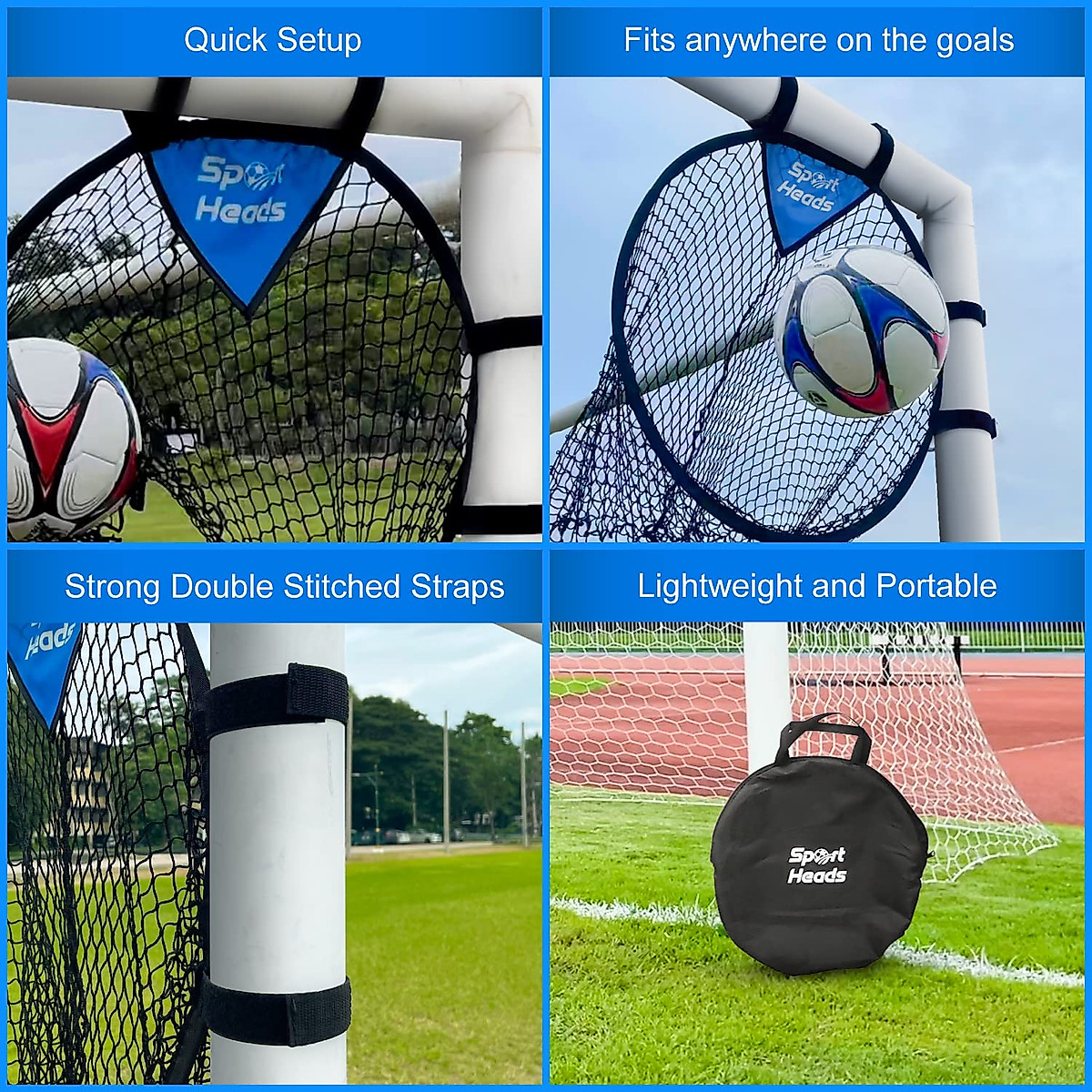 Soccer Targets for Goals Training (2pc) - Soccer Training Target | Top Bins Equipment | Durable Design - Extra-Long Straps with Carry Case