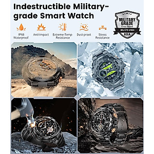 LIGE Military Smart Watches for Men with Call, 5ATM Waterproof 800mAh Extra-Large Battery Fitness Watch with Heart Rate/SpO2/Sleep Monitor, 1.5'' HD DIY Screen Smartwatch for Android iOS