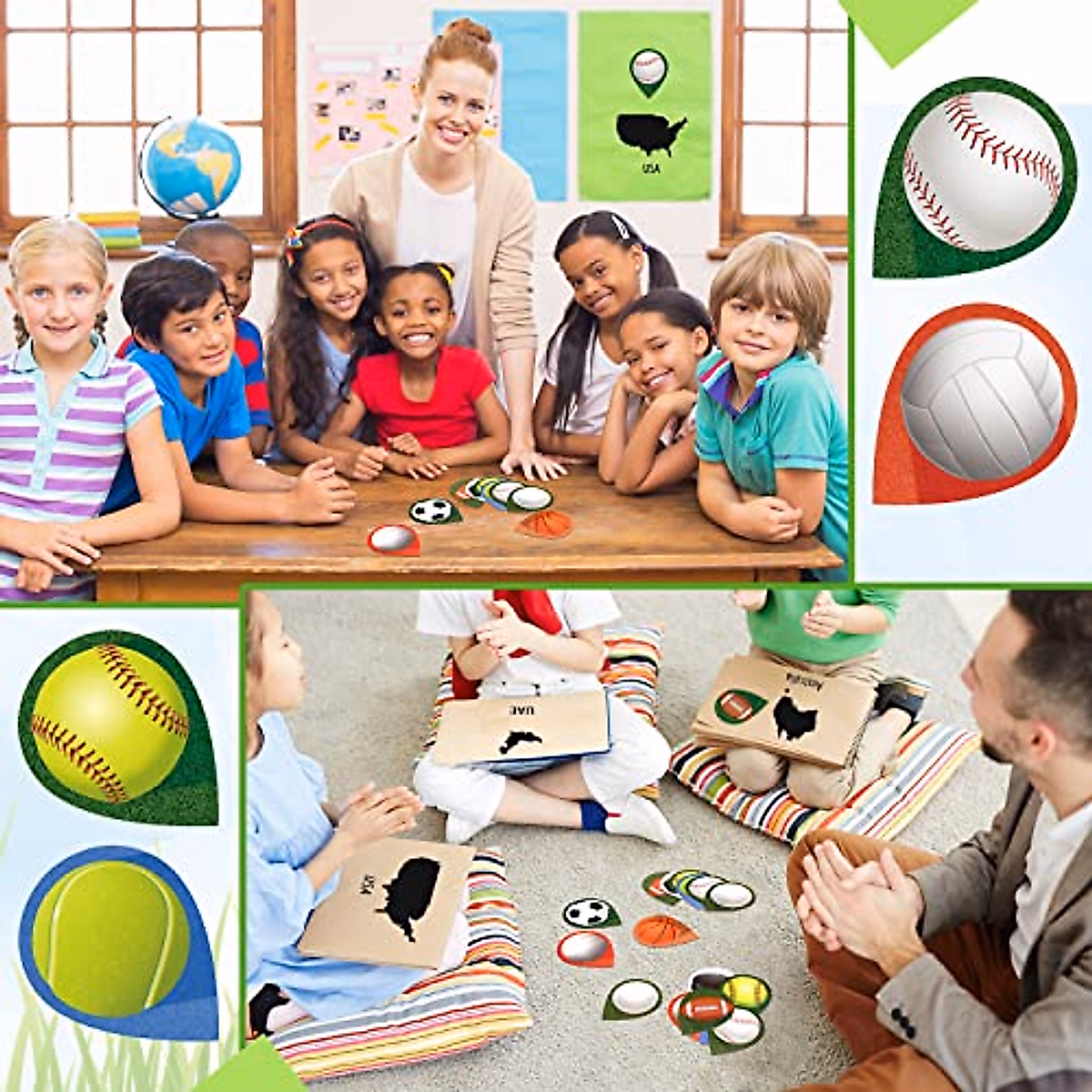 90 Pieces Pumpkin Classroom Bulletin Board Decorations Cutouts Farmhouse Pumpkin Home Accents Halloween Thanksgiving Fall Autumn Pumpkins Bulletin Board Accents with Glue Point Dots (Sports Style)