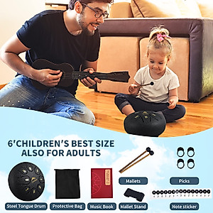 CZYNRM Steel Tongue Drum 8 Notes 6 inches,Musical Mind Healing Drum Percussion Instrument For Adults, with Mallets and Carry Bag, Great Gift for Beginner (6 inch 8 notes, black)
