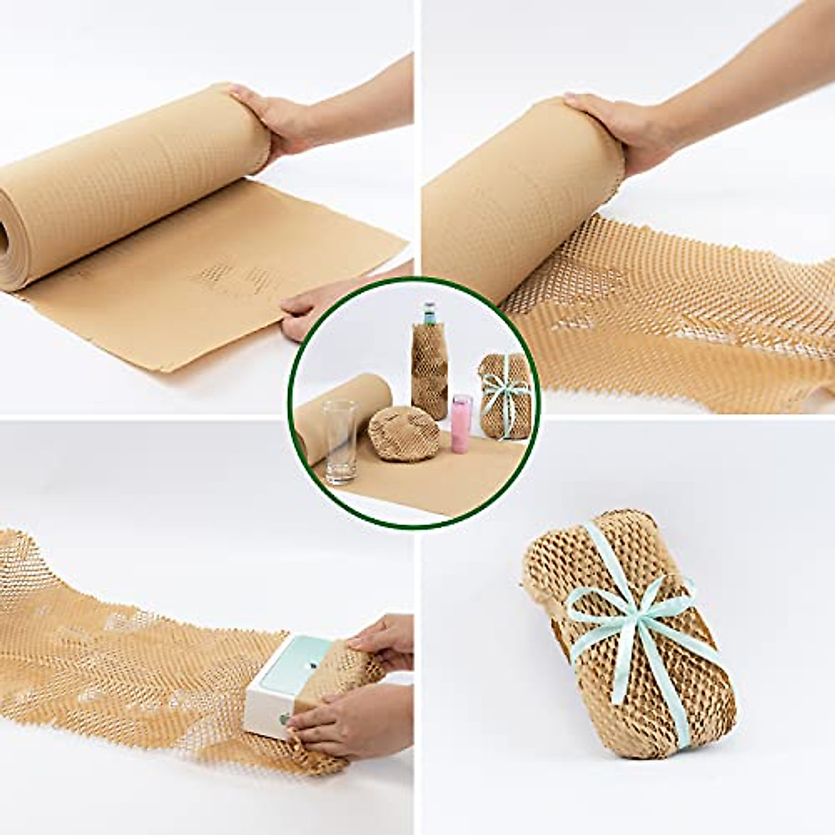 Moving Supplies Honeycomb Packing Paper for Dishes and Glassware 15 Inches * 820 Feet, Large Bubble Cushioning Wrap Roll Eco Friendly Packaging Shipping Material, Sustainable Box Void Filler