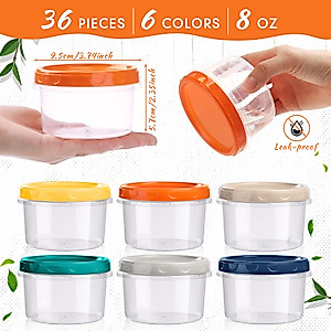 Tioncy 36 Pack Texture Freezer Storage Containers with Lids Reusable Twist Top Plastic Food Containers Round Wide Mouth Lunch Jars Freezer Deli Containers (8 oz)