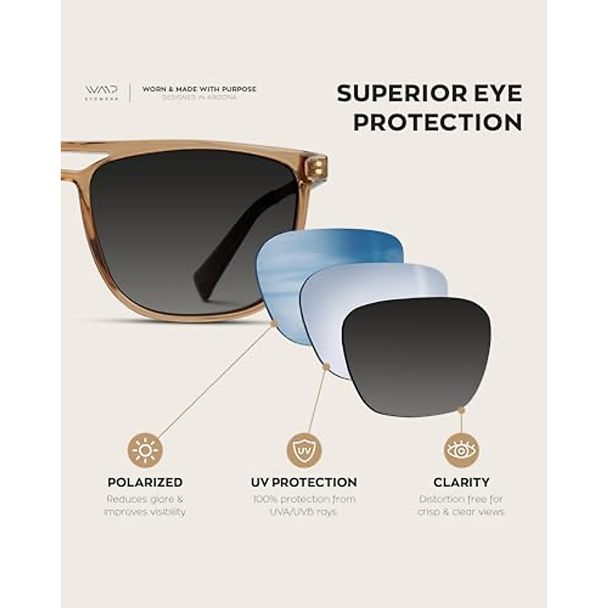 WearMe Pro Premium Polarized Double Bar Sunglasses for Men and Women UVA and UVB (Crystal Brown/Gradient Black)