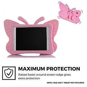 iPad Mini Case for Kids, Light Weight Cute Butterfly Design Shockproof Drop-Proof Soft EVA Foam Protective Tablet Case Cover for Apple iPad Mini 1/2/3/4 - Pink