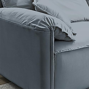 Suheww 79” Velvet Sofa Set 2 Piece, Modular Sectional 3-Seater Futon Couch Set, Living Room Furniture Set with 4 Pillows, Grey Blue