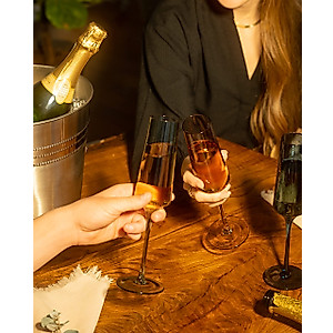 Saludi Colored Champagne Flutes - As Seen on 'Bachelor in Paradise' - 7oz (Set of 6) Stemmed Multi-Color Champagne Glass - Great for All Occasions and Gifts - Luxury, Durable, Hand-Blown