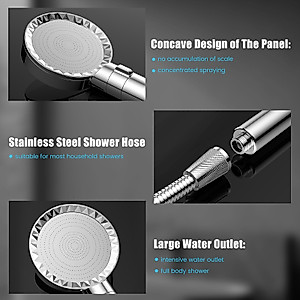 Unibath High Pressure 8-mode Handheld Shower Head with Stainless Hose and Adjustable Mount Excellent Replacement for Bath Showerhead