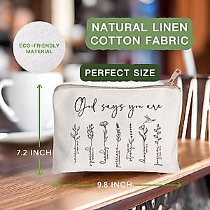 God Says You Are Cosmetic Bag, Christian Makeup Bag Bible Verse Floral Bible Verse Makeup Case for Women, Inspirational Cosmetic Bag, Sister Gifts, Affirmations Gifts (God says you are...)