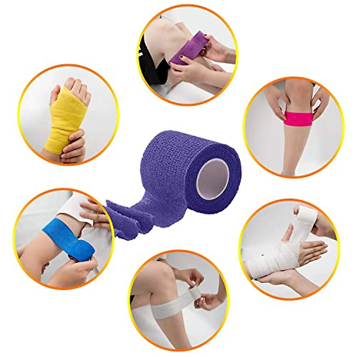 BQTQ 30 Rolls Self Adhesive Bandage Wrap 2 inch Self Adherent Wrap Tape Breathable Athletic Tape Stretch Sports Wrap Self Adhesive Wrap for Wrist Ankle Swelling Sprains(Rainbow Color)