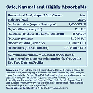 Probiotics for Dogs, Dog Probiotics and Digestive Enzymes, Pre & Probiotics Over 1 Billion CFUs, for Gut Health and Digestive Health, Yeast Balance, Itchy Skin Relief, Immune Support, 90 Soft Chews