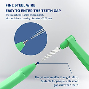 80 Count Interdental Brush Cleaners Dental Brushes Toothpick Tooth Flossing Head Oral Dental Hygiene Brush Interdental Angle Brushes with Portable Case Easy Use for Tooth Cleaning (Green, Tight Teeth)