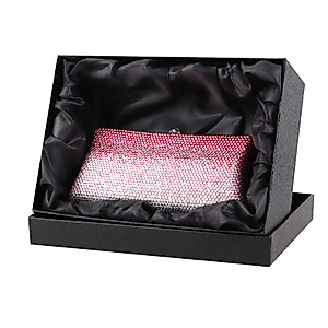 Evevictor Clutch Purse, Small Size Evening Handbag, Rhinestone Money Bag for Cocktail Prom Party Wedding Date (Hot Pink)