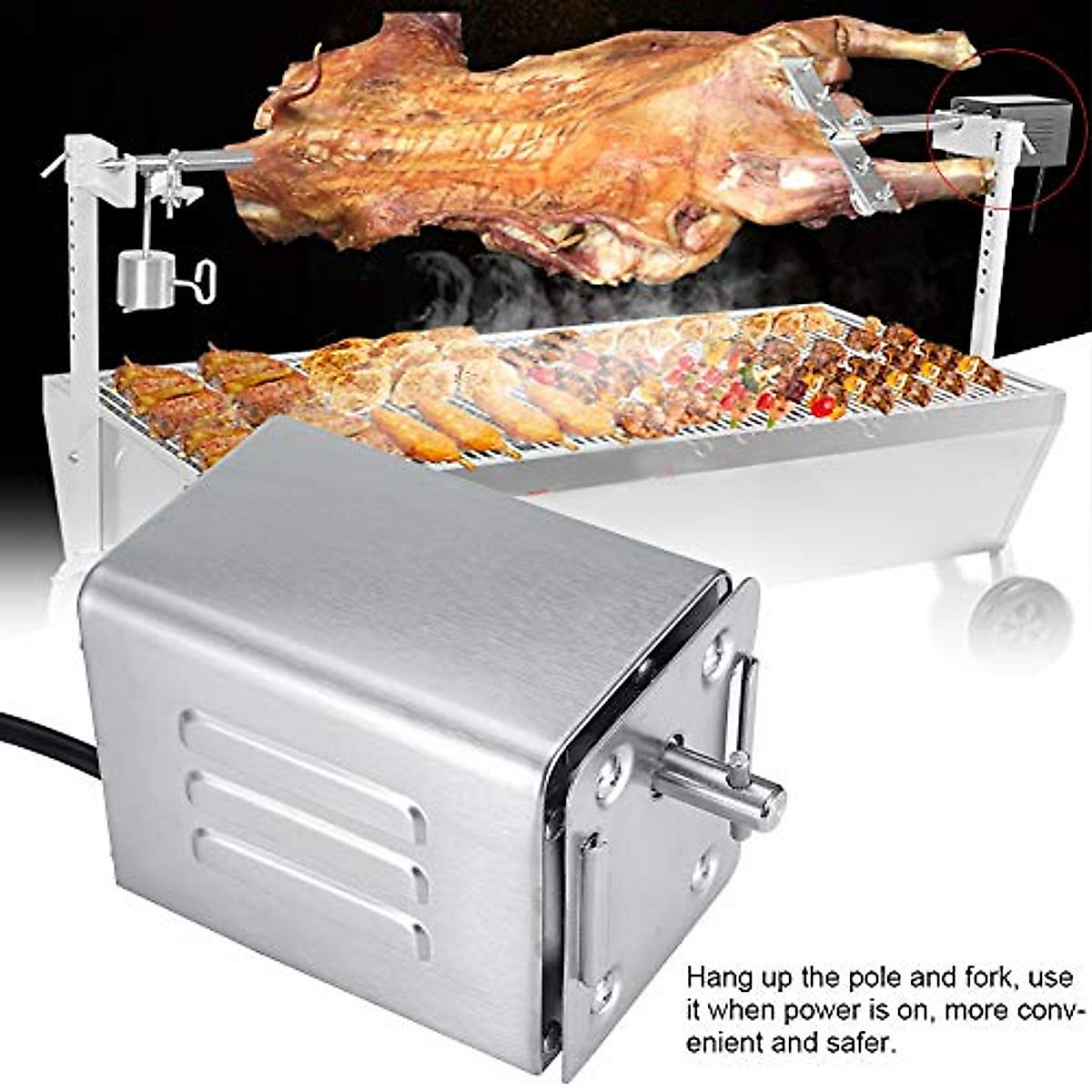 50-70KGF Outdoor Rotisserie Kit Stainless Steel BBQ Rotisserie Motor Electric Roaster Barbecue Motor Roast Meat Grill (3-4RPM)(US)