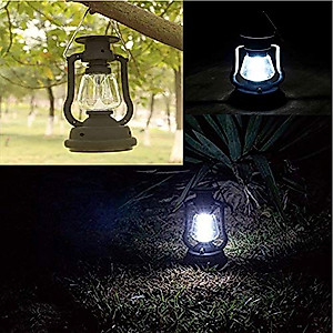 Antique Solar Lantern Lights Outdoor Waterproof Solar Table Lamp Hanging Lighting with 7 LED for Garden Patio Umbrella Lamp Tree Decor Camping Lantern Hurricane Lantern (Black)