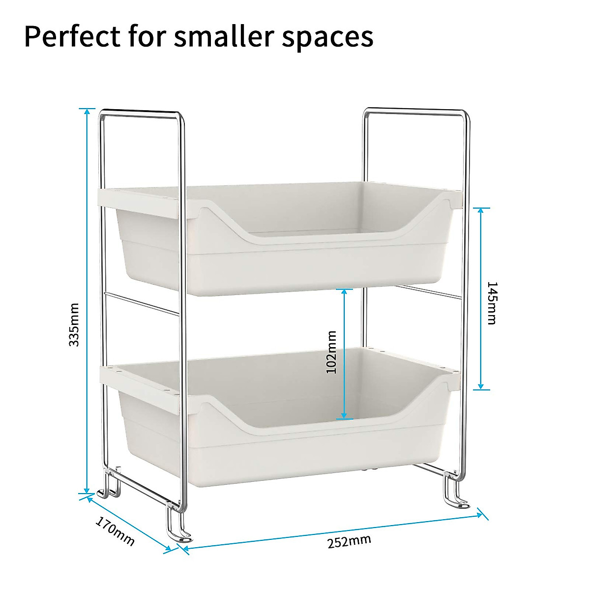 kaileyouxiangongsi Spice Racks, Cosmetic Storage Shelf, Bathroom Countertop Organizer, Vanity Tray Cosmetic & Makeup Storage, 2-Tier Stackable Organizer Shelf (Silver)