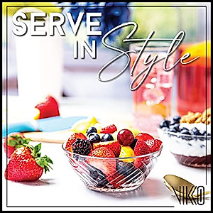 Vikko Glass Bowls, Set of 12 Decorative Glass Dessert Bowls, 10.75 Ounce Glass Dish for Dessert, Candy, Kitchen Prep, Dishwasher Safe