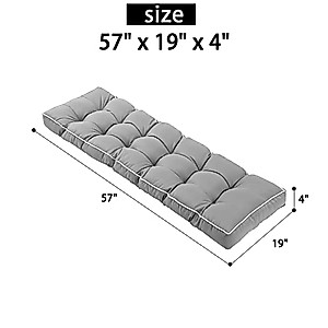 Maphissus 3 Seat 57 Inches Outdoor Porch Swing Cushions,Water-Resistant Tufted Patio Swing Cushions Replacement,Gray