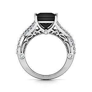 DESTINY JEWEL Black Princess Cut Diamond 2.25Ct Diamond Engagement Wedding Ring_13