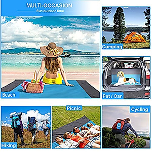 Gold Roc Sandless Beach Blanket & Waterproof Phone Pouch & Outdoor Survival Whistle, Extra Large Outdoor Picnic Mat, Pocket Camping Mat for Travel, Camping, Hiking (Blue, Large)