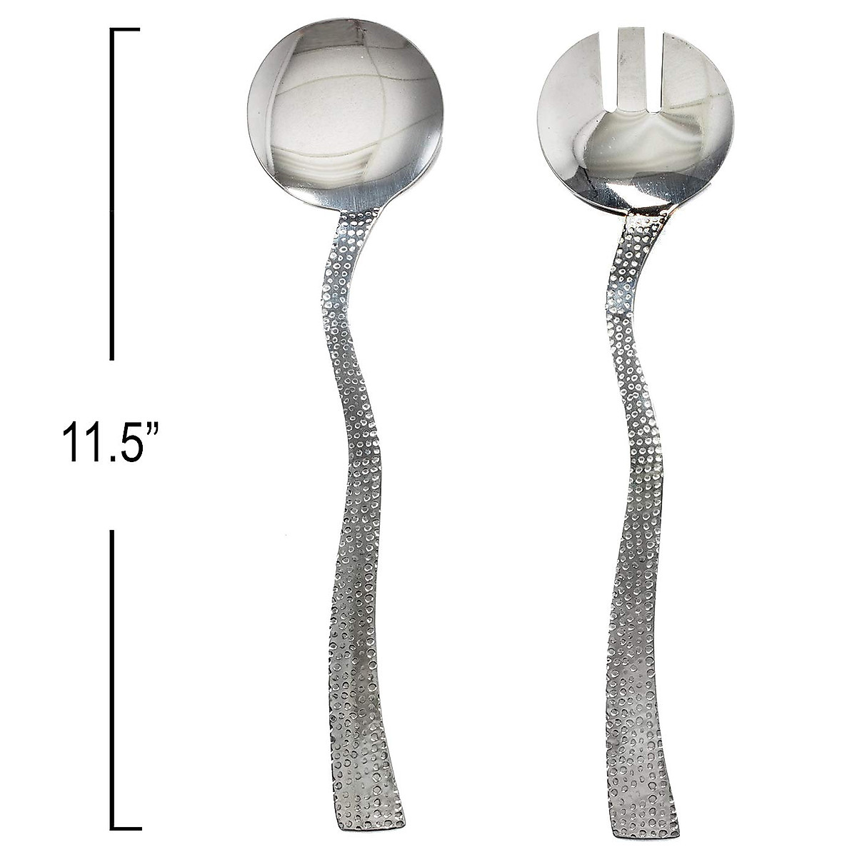 Colleta Home Hammered Stainless Steel Serving Utensils - Salad Spoons - Salad Servers