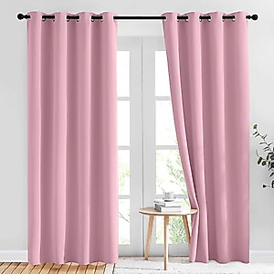 NICETOWN Crystal Pink Blackout Curtains for Bedroom - Grommet Blackout Thermal Insulated Room Darkening Sound Blocking Window Treatments for Girls Room/Teens, 2 Panels, W52 x L84