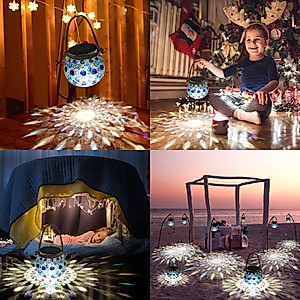 Aporana Solar Light Outdoor Waterproof, Solar Hanging Lanterns Garden, Glass Outdoor Solar Street Light, Solar Light Hanging Lanterns Outdoor Peacock Pattern or Table for Patio Courtyard (2 Pack)