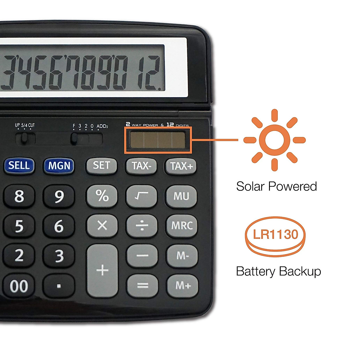 Victor 9700 12-Digit Standard Function Business Calculator, Battery and Solar Hybrid Powered Tilt LCD Display, Great for Home and Office Use, Black