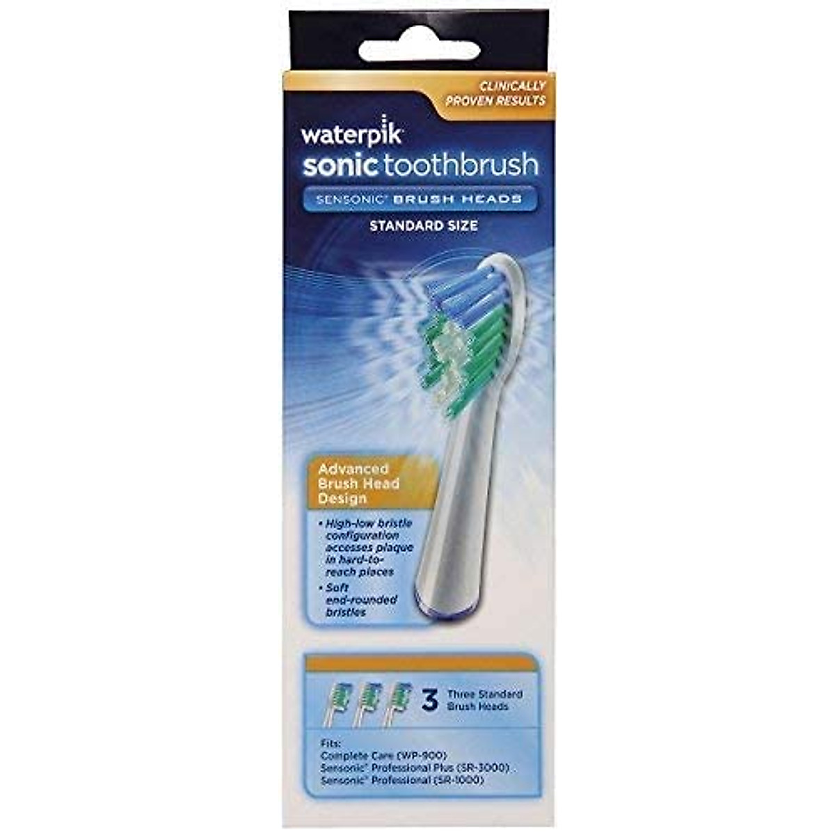 Waterpik SRRB-3W Sensonic Replacement Toothbrushes (Standard Head Size)