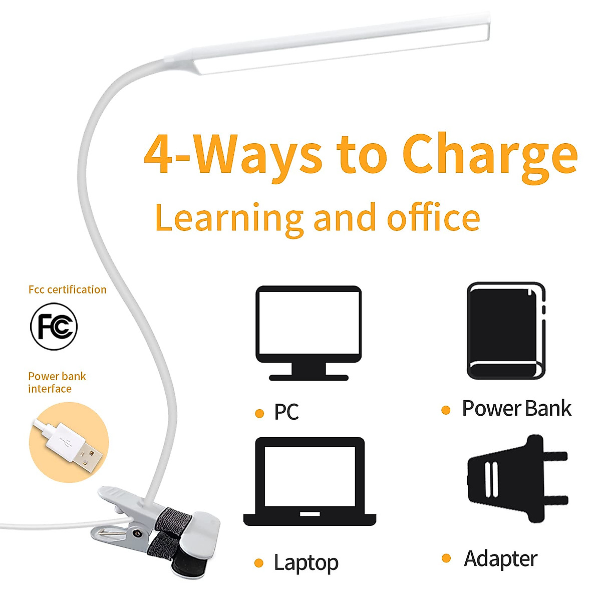 ECHEAIO Desk lamp, Desk Lamps for Home Office, Eye Caring Reading Lamp, 13W Clip on Light 3 Color Modes & 10 Brightness Levels Flexible Gooseneck Light for Headboard Piano Desk Bedside Reading