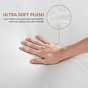 Homemate Heated Mattress Pad Queen Size for Cold Sleepers, 5 Heated Setting Coral Fleece Electric Mattress Pad Queen, Bed Warmer with Dual Controller & Auto Off 10 Hours, Fit Up to 21 Inch, 80"x60"