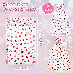 50 Pieces Heart Organza Bags with Drawstring 6 x 9 Inches Jewelry Sheer Bag Mini Mesh Bags Candy Gift Packaging Pouch Bag for Mother's Day Wedding Festival Birthday Party Favor Supplies