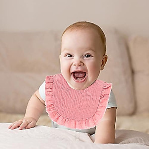 Mccotwe Baby Bibs Muslin Drool Bibs Teething Bibs Lap-shoulder Drool Cloths Bibs 100% Organic Cotton 4-Layer Absorbent& Soft& Breathable Muslin Baby Bibs for Girls Multi-Use Scarf Bibs