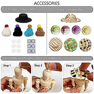 Melphoe 4 Pack Air Plant Holder Wooden Jointed Mannequin Tabletop Flexible Shape Adjustable Pose & DIY Accessories Decor Planter Tillandsia Air Fern Display Stand for Home, Office