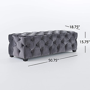 Christopher Knight Home Piper Velvet Ottoman, Grey