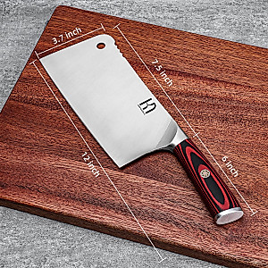 KnifeSaga 2024 Upgraded Meat Cleaver Knife, Japanese Pro 7.5 Inch Sharp Kitchen Butcher Knife for Meat Cutting and Vegetable Chopping, High Carbon Stainless Steel Big Cleaver Chef Knife Heavy Duty