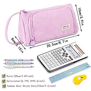 iSuperb Big Capacity Pencil Case Corduroy Large Pencil Pouch Portable Pen Bag Zipper Stationery Organizer Makeup Cosmetic Bags for Women Office