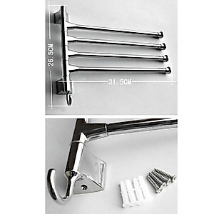 Vktech Wall-Mounted Swing 4-Arm Kitchen Towel Rack,Stainless Steel