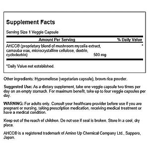 Swanson Maximum Strength AHCC - Promoting Advanced Immune Support - Natural Supplement Aiding NK Cells & Liver Support - (60 Veggie Capsules, 500mg Each) (3 Pack)